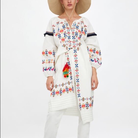 Zara | Tops | Zara Colorful Embroidered Tunic | Poshmark
